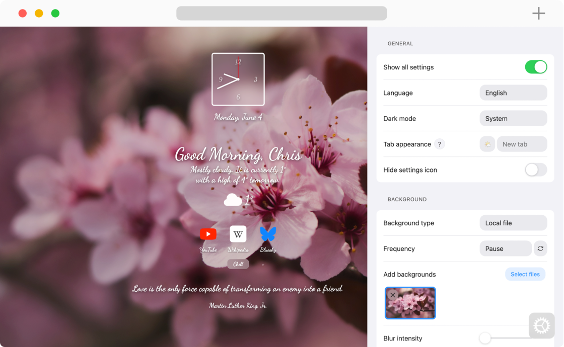 Bonjourr · Minimalist and customizable startpage